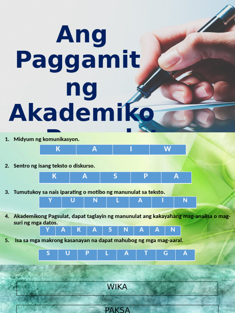 Ang Paggamit NG Akademiko NG Pagsulat | PDF