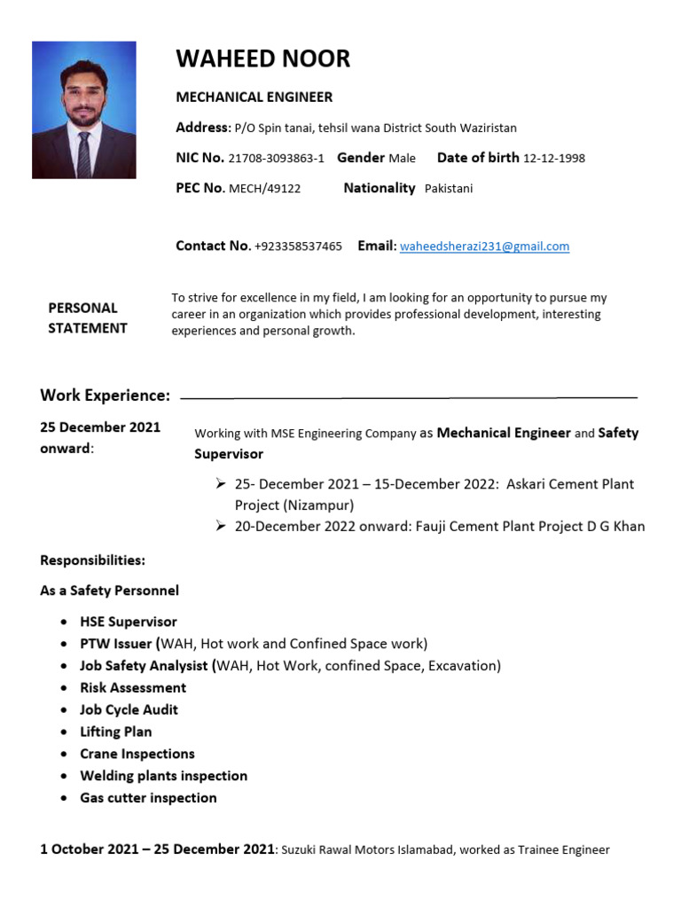 WAHEED NOOR Latest CV | PDF
