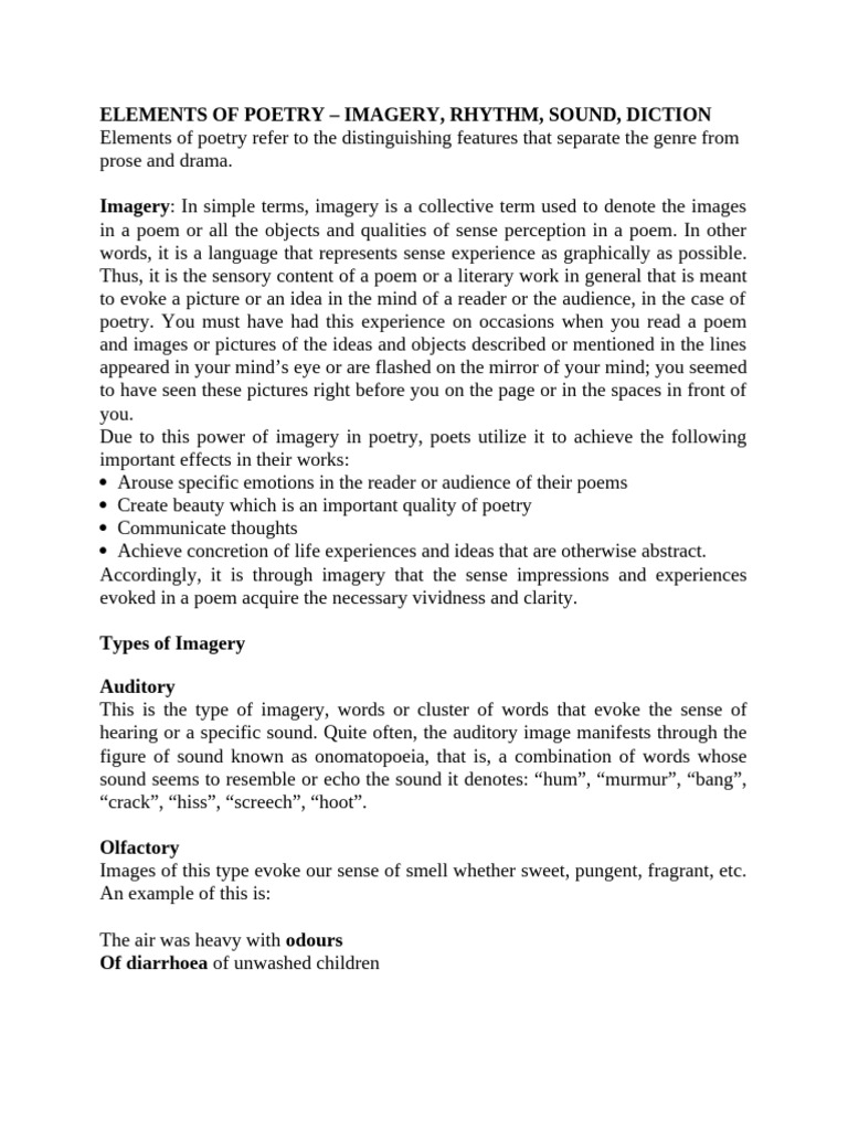 Note 2 Elements of Poetry | PDF