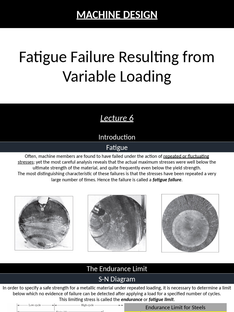 Machine Design - Lecture 6 - Fatigue Failure Resulting From Variable Loading | PDF