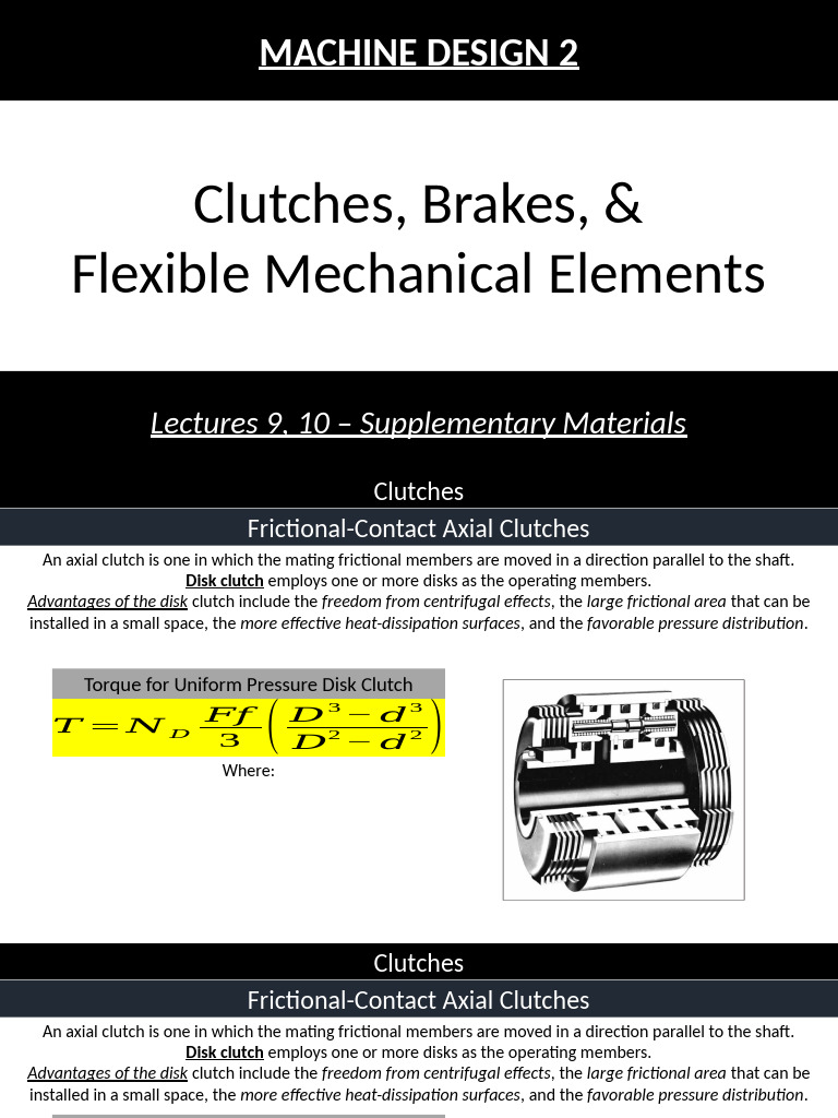 Machine Design 2 - Lecture 9-10 - Clutches, Brakes, - Flexible ...