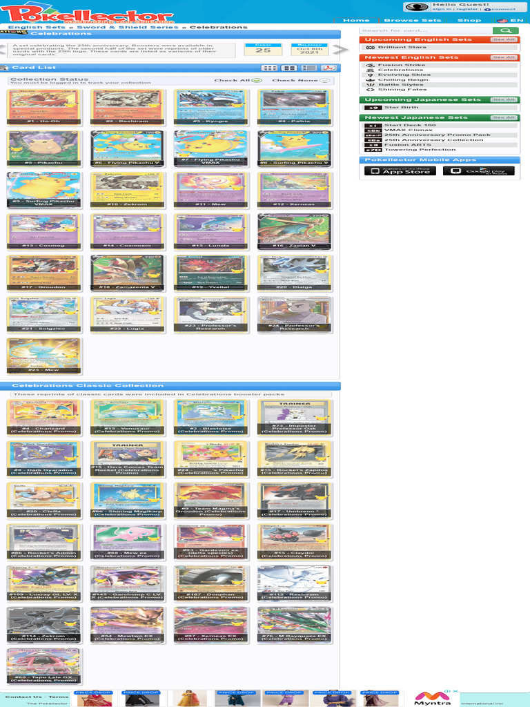 Celebrations Pokemon Card Set List 2 | PDF | Video Games | Nintendo Franchises