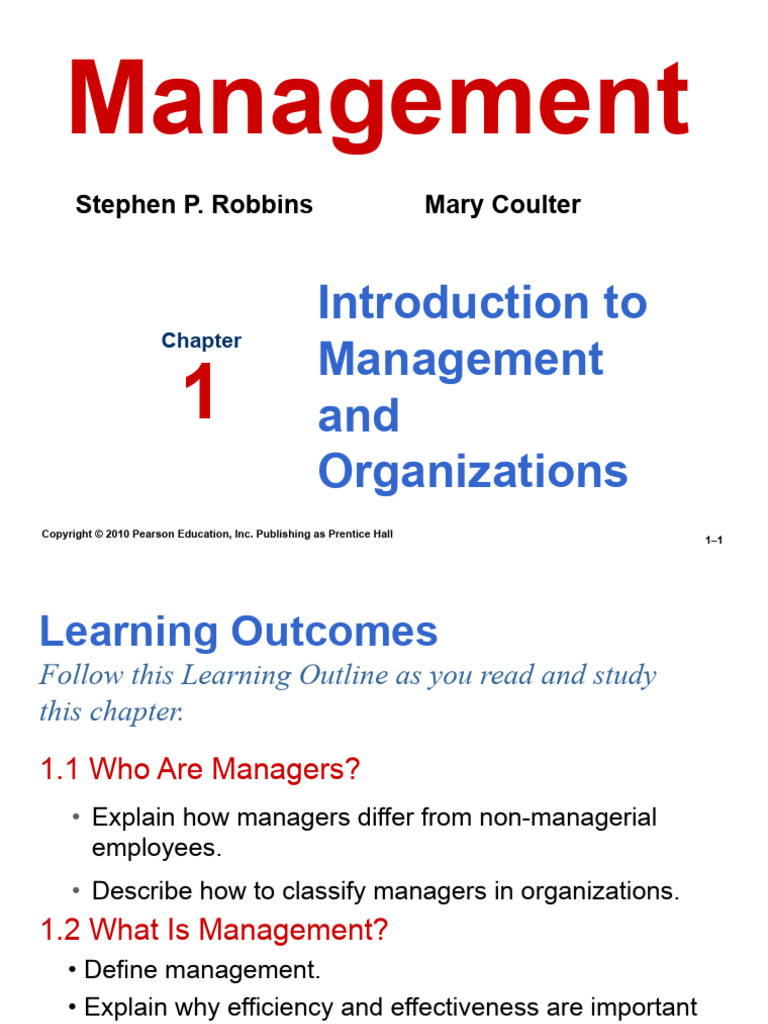 Chapter 1 - Management and Organization | PDF