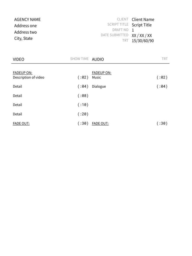 TV Commercial Script Template | PDF