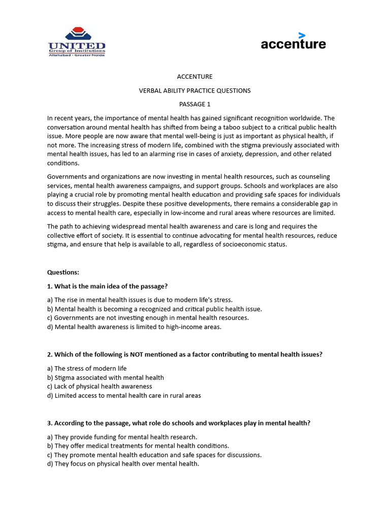 ACCENTURE VA PRACTICE QUESTIONS | PDF