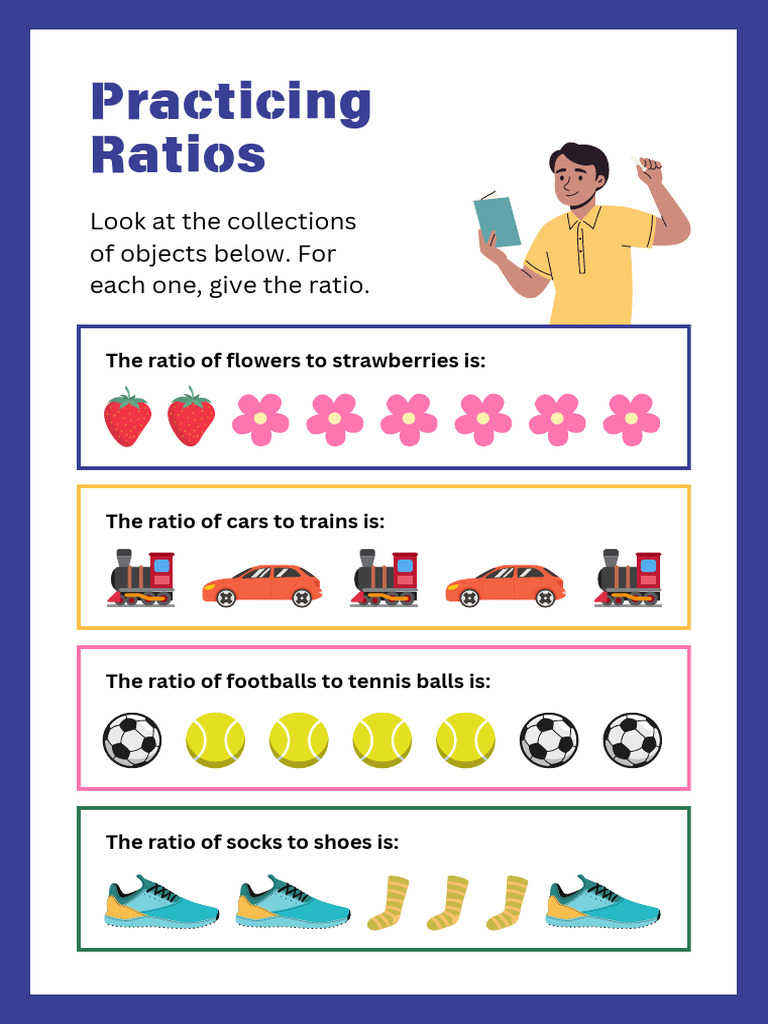 Practicing Ratios Worksheet in Colourful Block Style | PDF