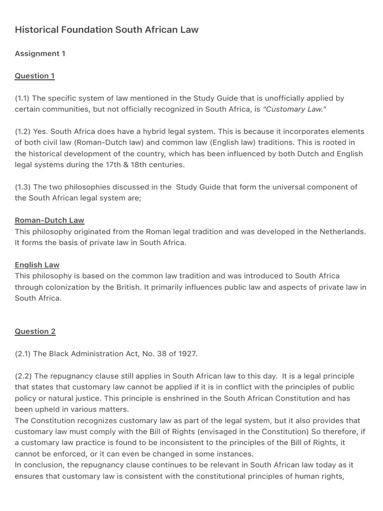 Overview of South African Legal History | PDF | Jurisprudence | Natural Law