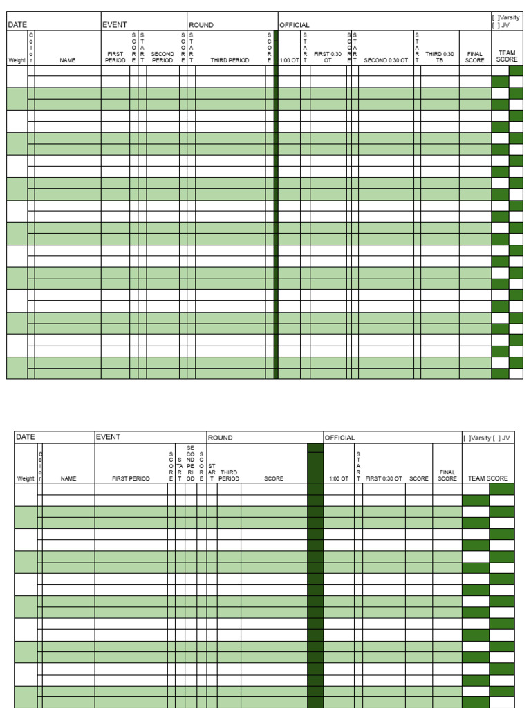 Blank Match Sheet | PDF