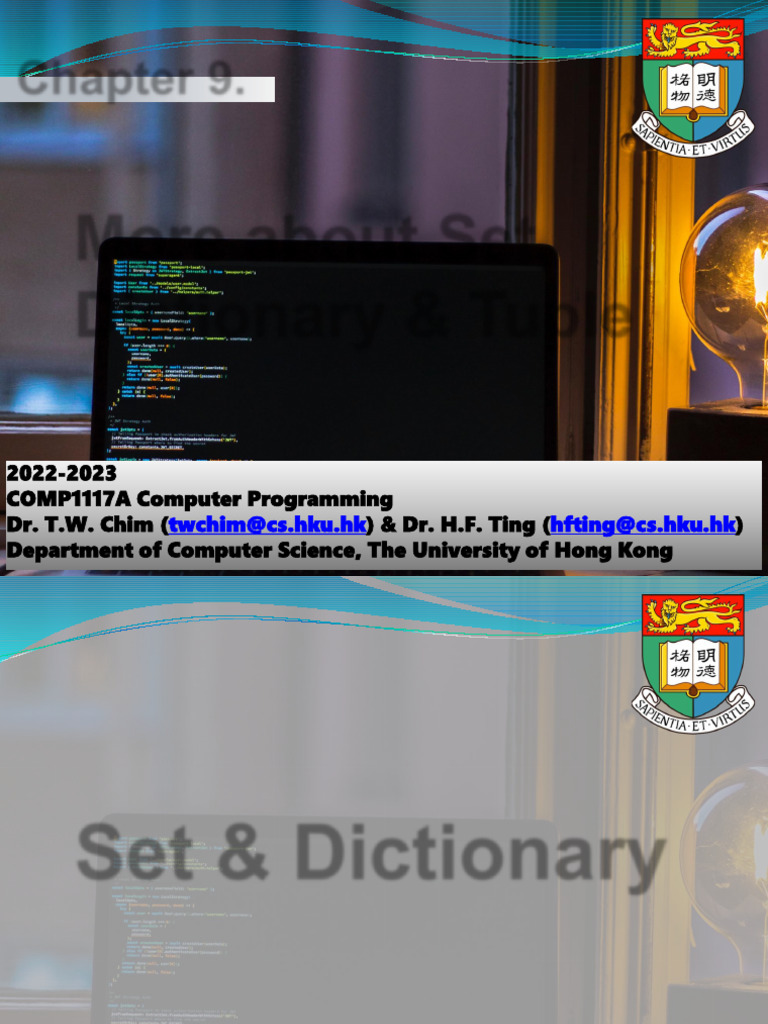 Chapter 9 Set Dictionary Tuple | PDF