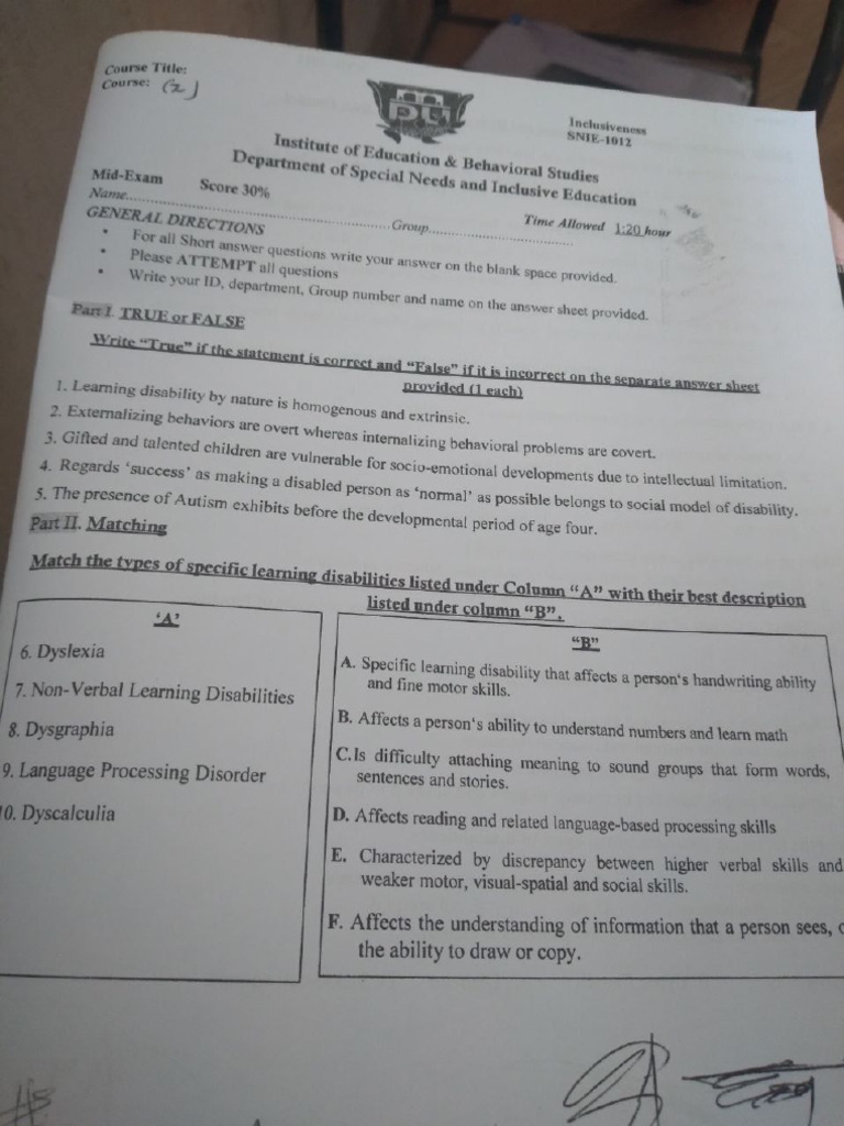 Inclusiveness Midterm Exam 1 (DiU) | PDF