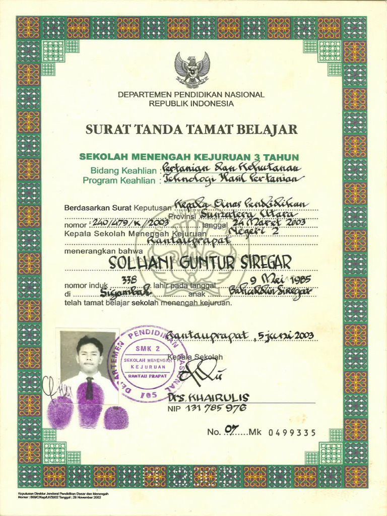 Surat Tanda Tamat Belajar | PDF