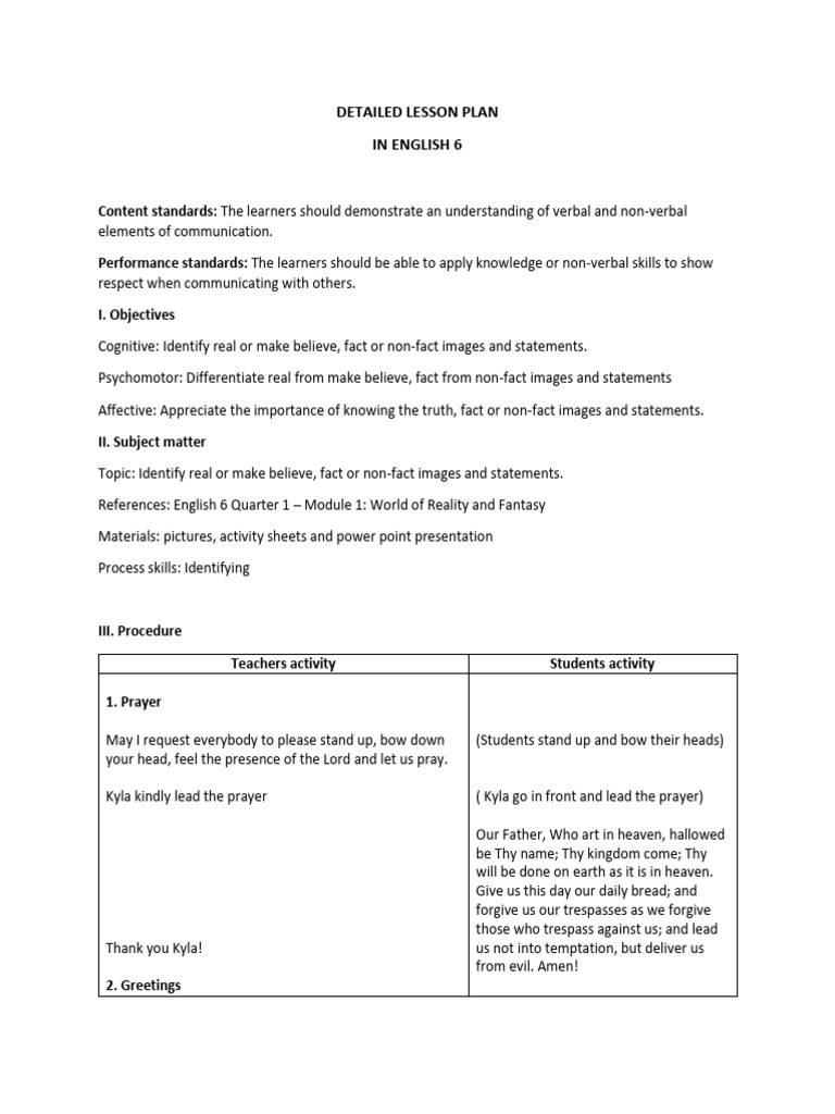 ENGLISH 6 Q1 DLP Fact or Non Fact Images and Statements | PDF