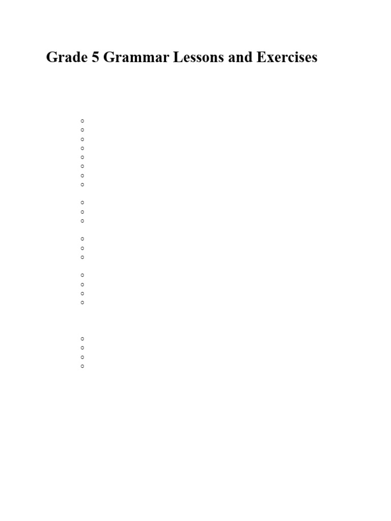 Grade 5 Grammar Lessons and Exercises | PDF