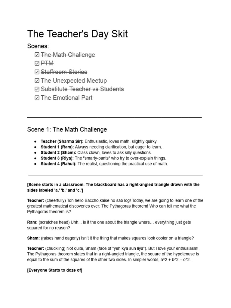 Teacher's Day Skit | PDF