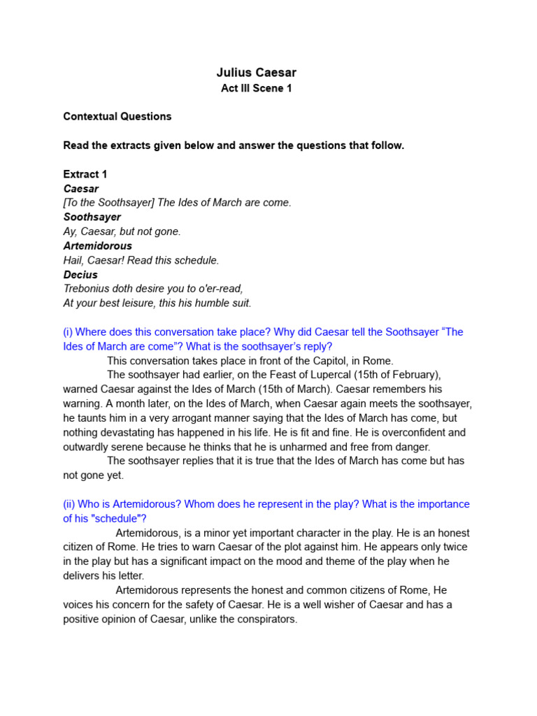 Julius Caesar Act 3 Scene 1 | PDF | Mark Antony | Julius Caesar