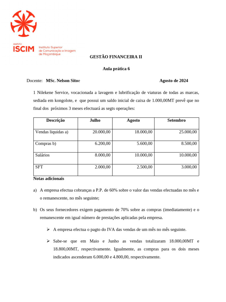 Aula Pratica 6 Iscim Gfii 2024 | PDF