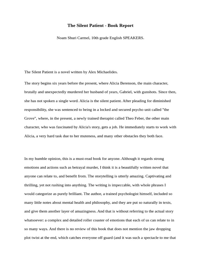 The Silent Patient BOOK REVIEW | PDF