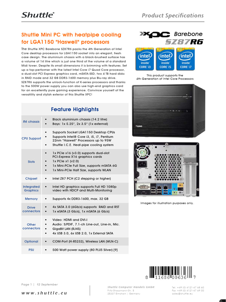 Shuttle SZ87R6 | PDF