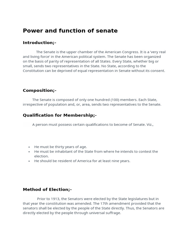 Powers and Functions of Senate | PDF