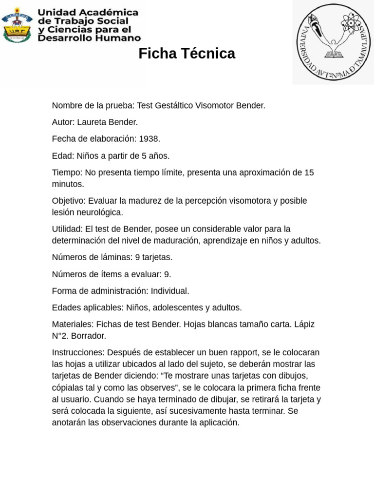 Ficha Técnica Bender | PDF