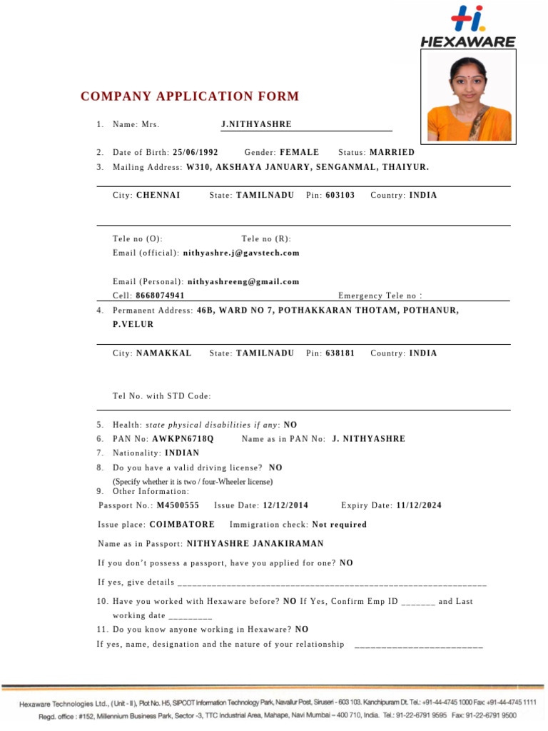 Company Application Form | PDF