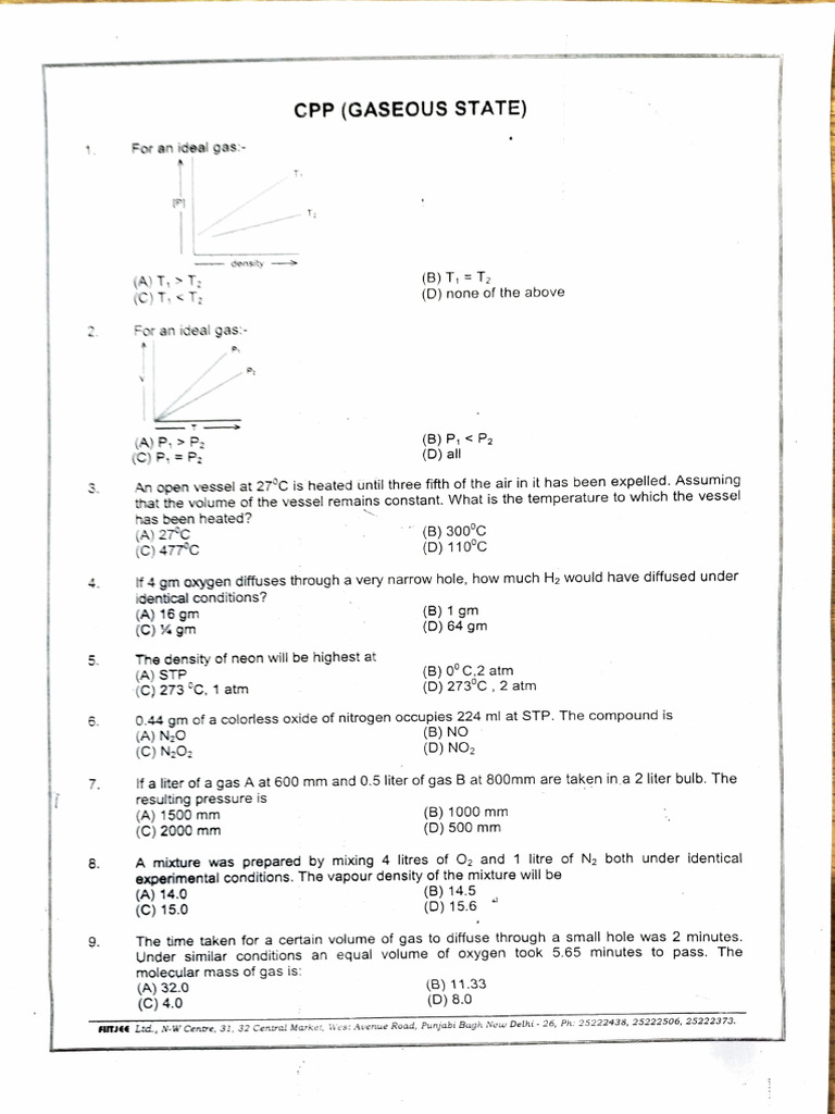 Gaseous State CPP | PDF