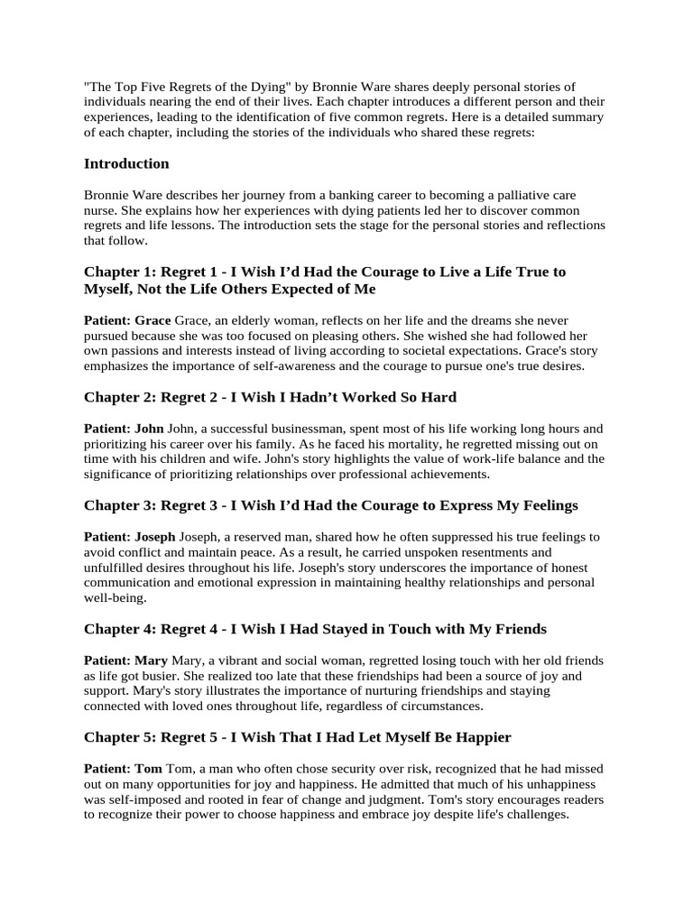 The Top Five Regrets of The Dying | PDF
