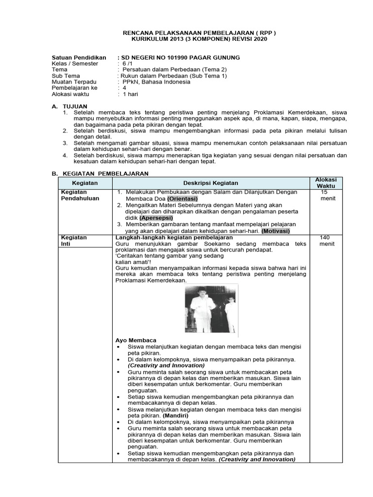 RPP Tema 2 Subtema 1 | PDF