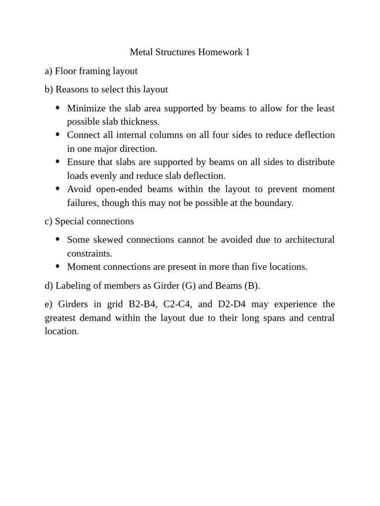 Metal Structures Homework 1 | PDF