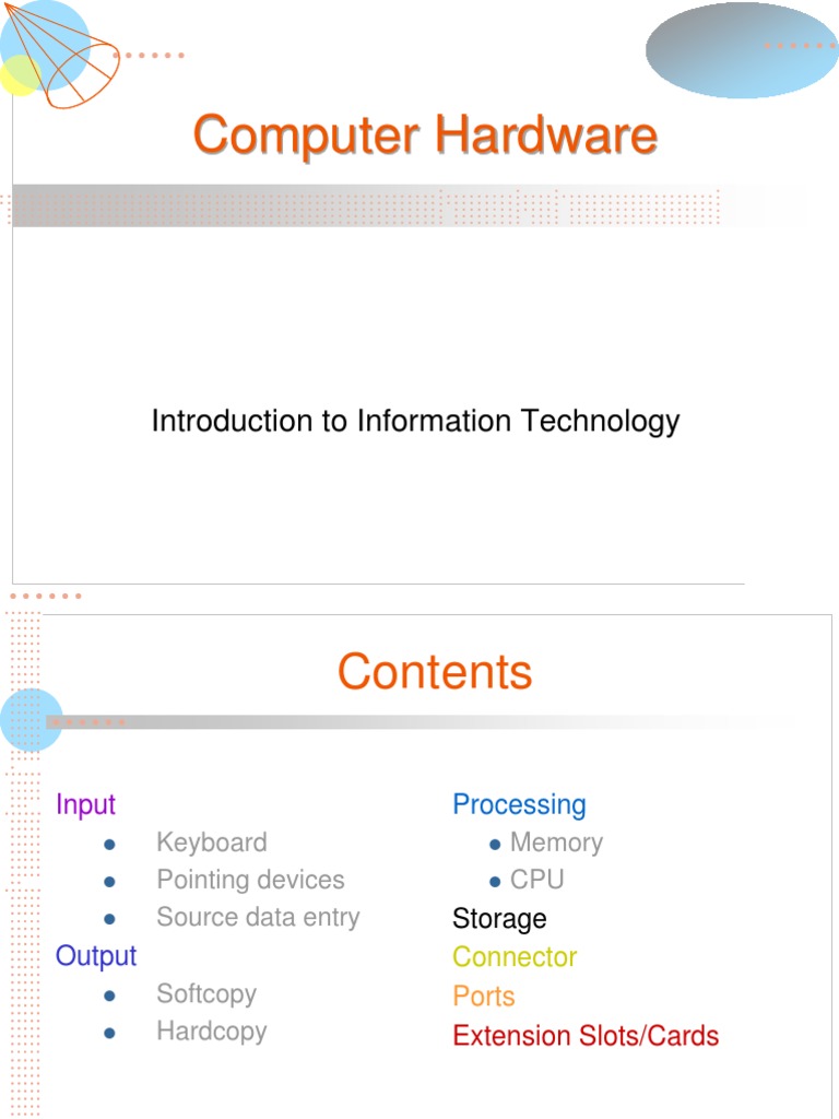 Introduction to Computer Hardware Components | PDF | Compact Disc ...