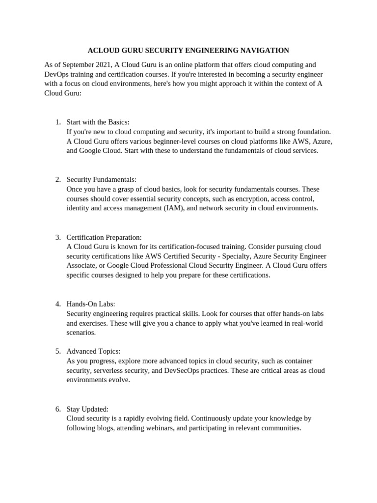 Acloud Guru Security Engineering Navigation | PDF