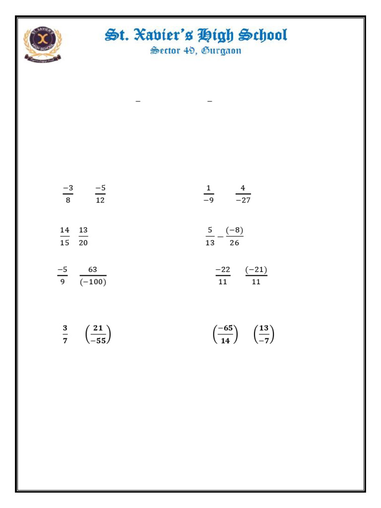 Math Worksheet - Rational No. and Data Handling | PDF