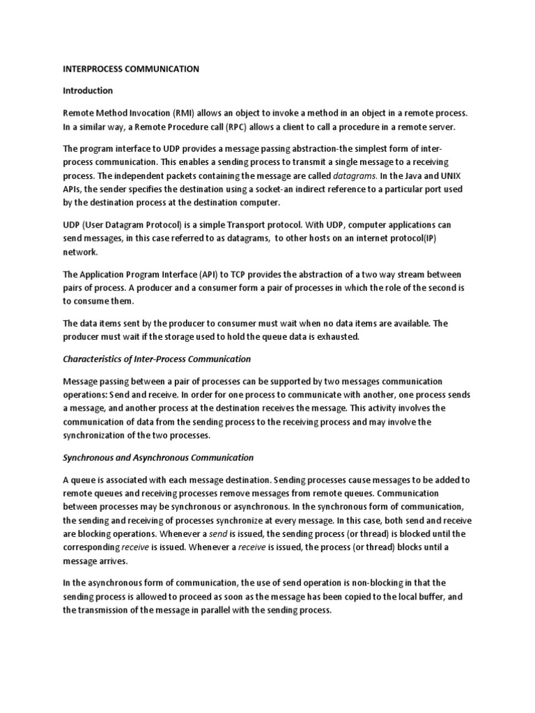 Inter Process Communication Pdf Message Passing Process Computing