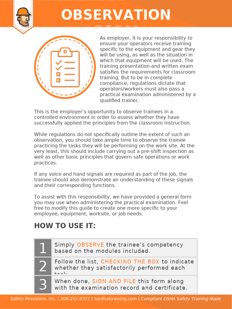 Observation Form | PDF | Personal Protective Equipment | Occupational ...