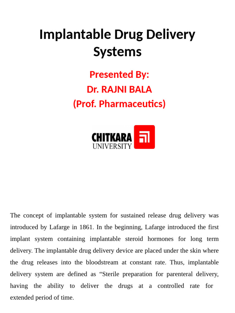 Implantable Drug Delivery | PDF