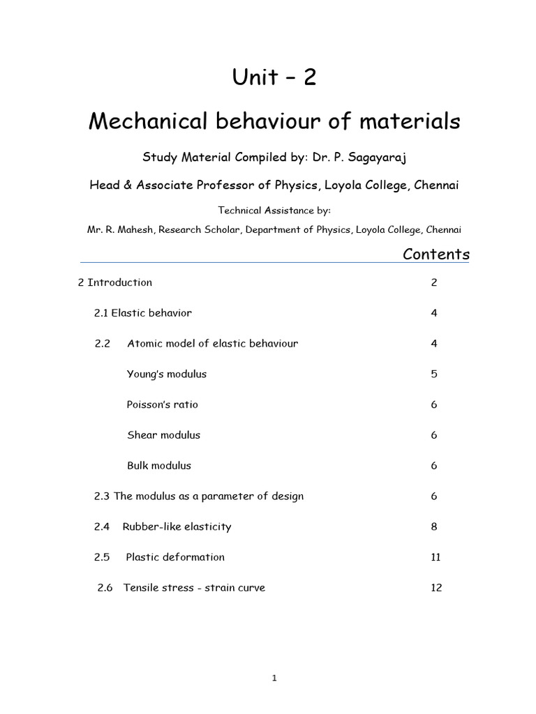 Materials Science Unit - 2 Print | PDF | Deformation (Engineering ...