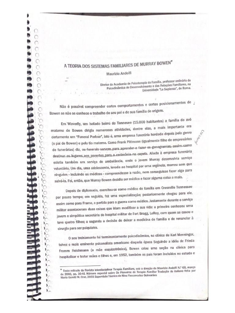 A Teoria Dos Sistemas Familiares de Murray Bowen | PDF