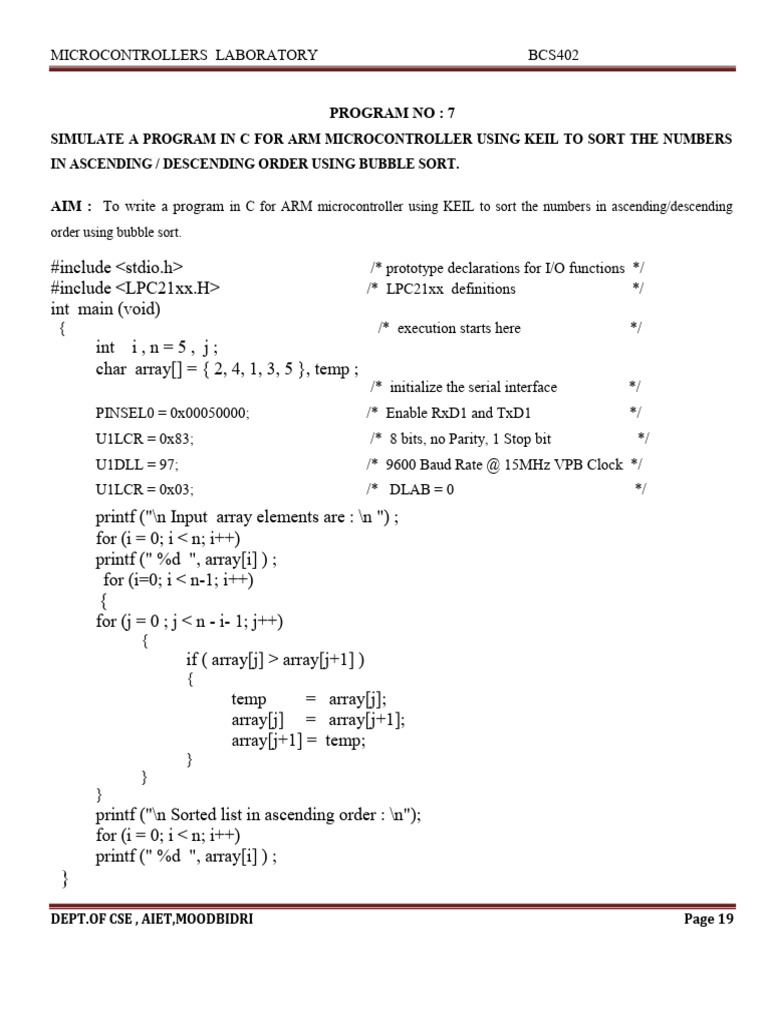 Microcontroller Exp 7 | PDF