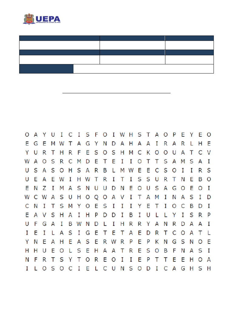 Atividade - Ca-A Palavras - Introdu - o A Bioqu-Mica | PDF