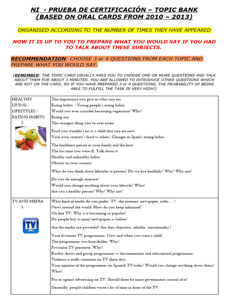 NI ORAL TOPIC BANK (Monologues) | PDF