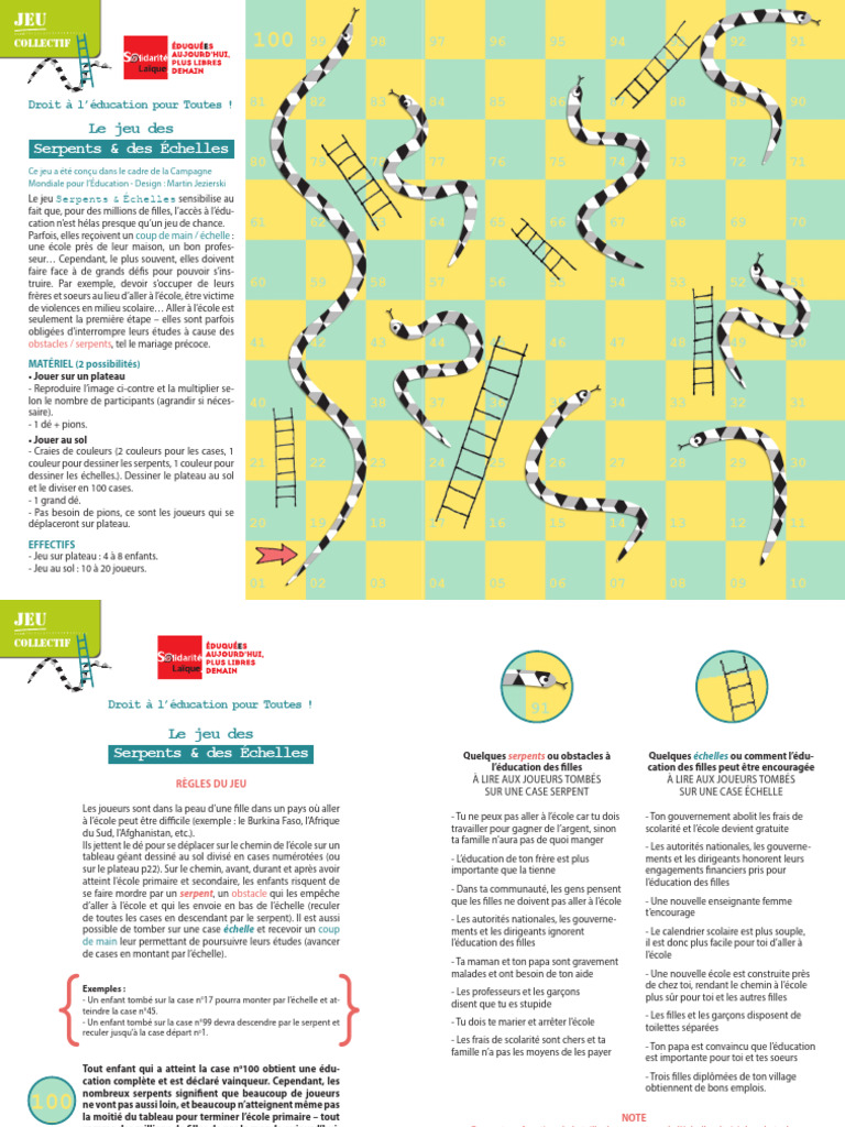Jeu Serpents & Échelles : Éducation des Filles | PDF