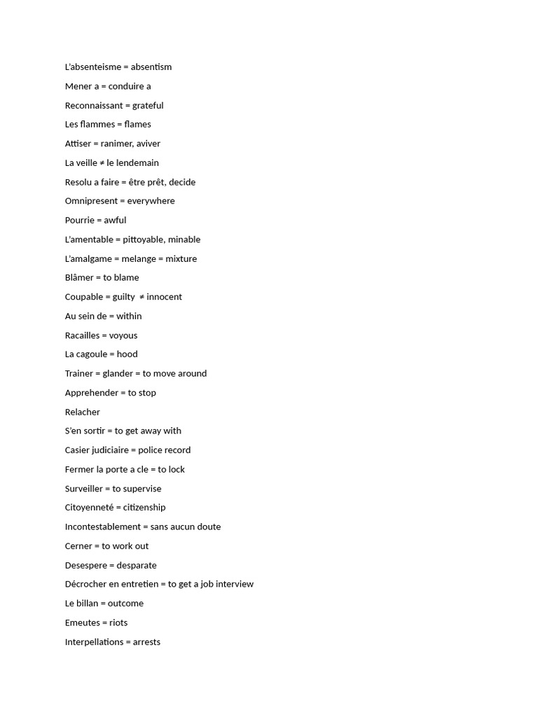 French Vocab Quiz | PDF