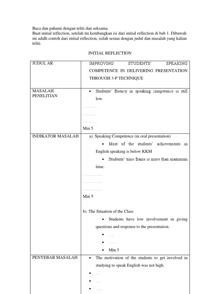 Contoh Initial Reflection | PDF | Competence (Human Resources ...