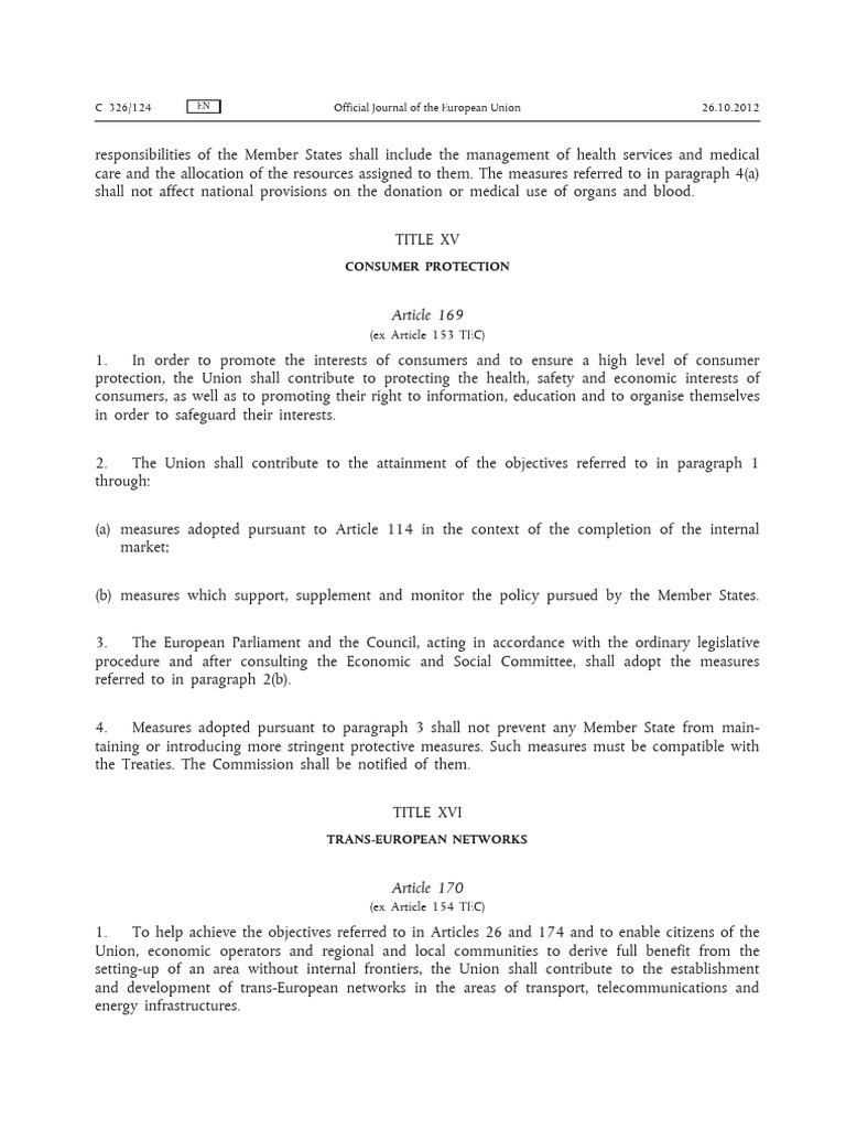 Title XVI TREATY ON THE FUNCTIONING OF THE EUROPEAN UNION | PDF