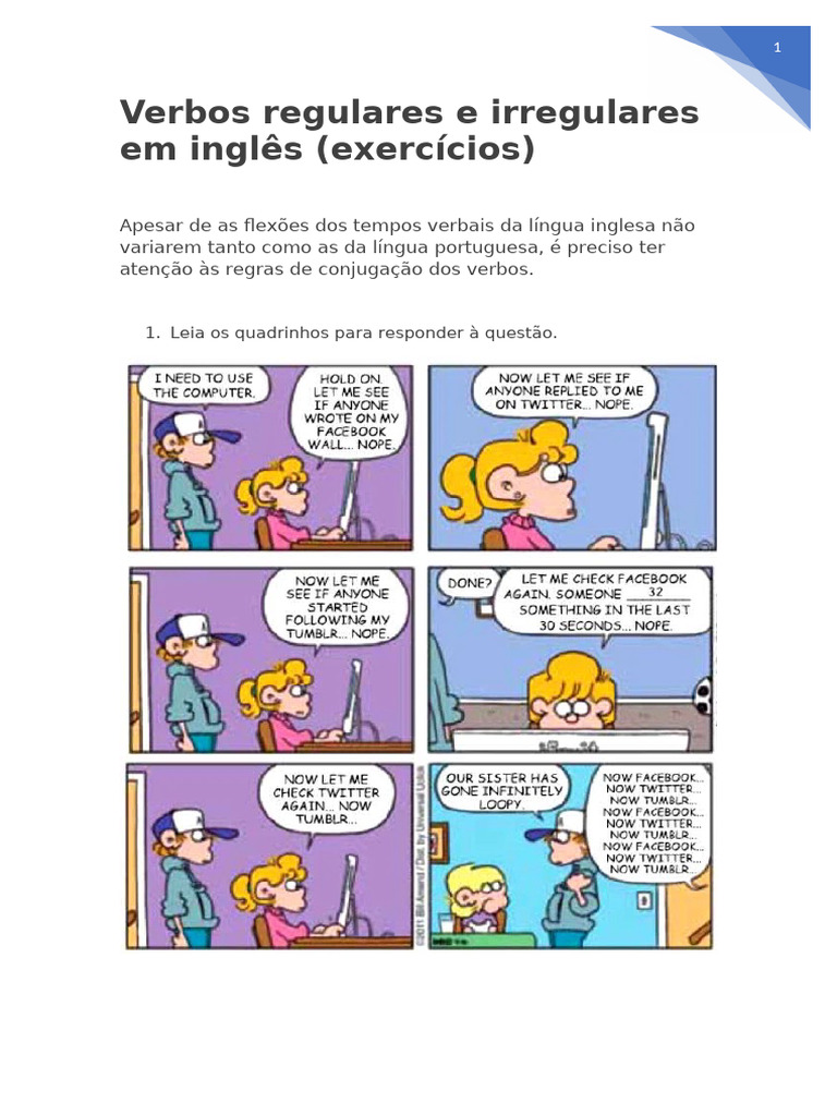 Verbos Regulares e Irregulares em Inglês | PDF