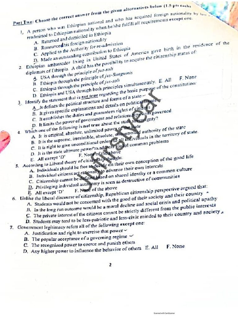 Civic Final Exam | PDF