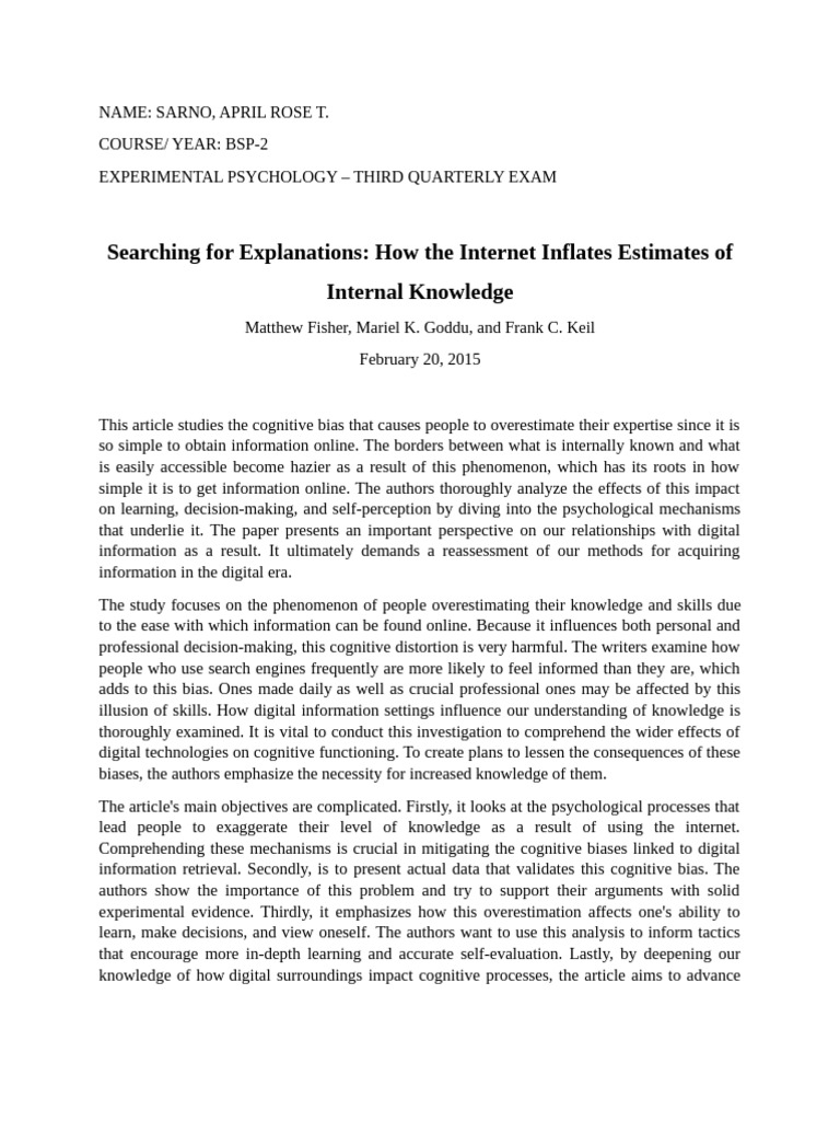 Experimental Psych ARTICLE-REVIEW | PDF