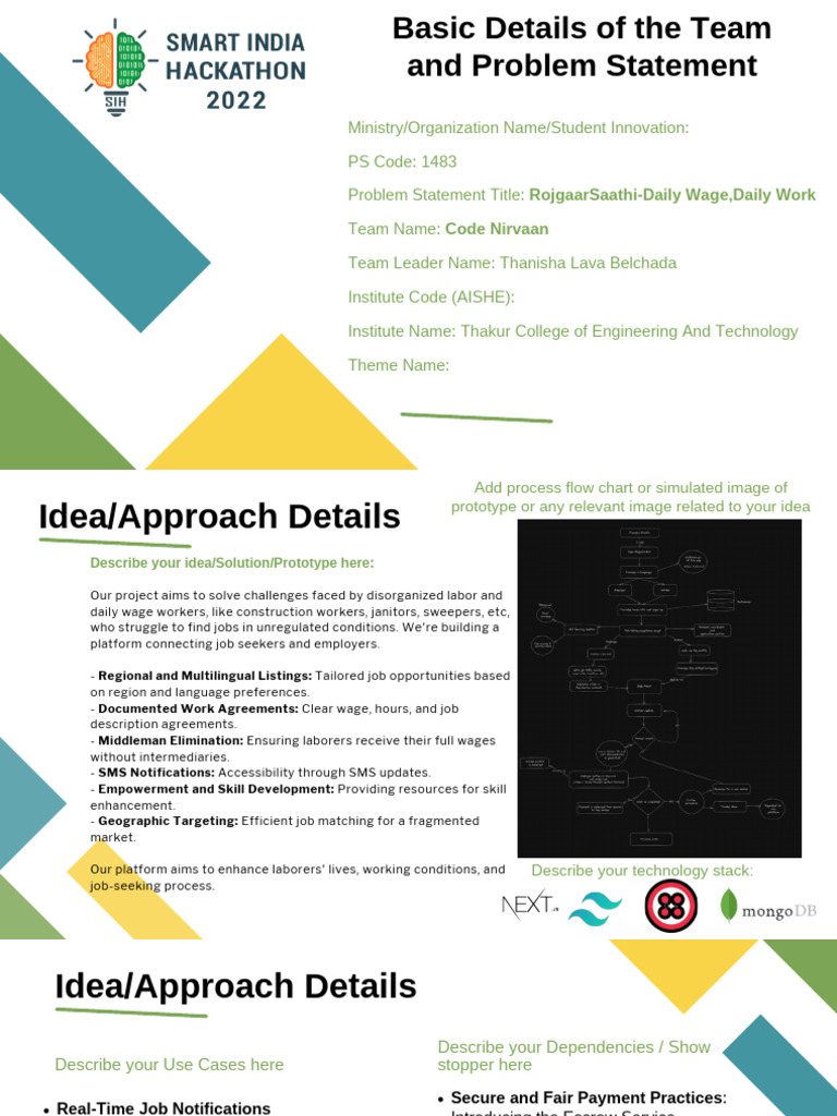 Idea Presentation Format - SIH 2022 - College | PDF | Employment