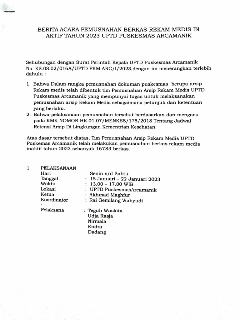 BA Retensi RM Baru | PDF