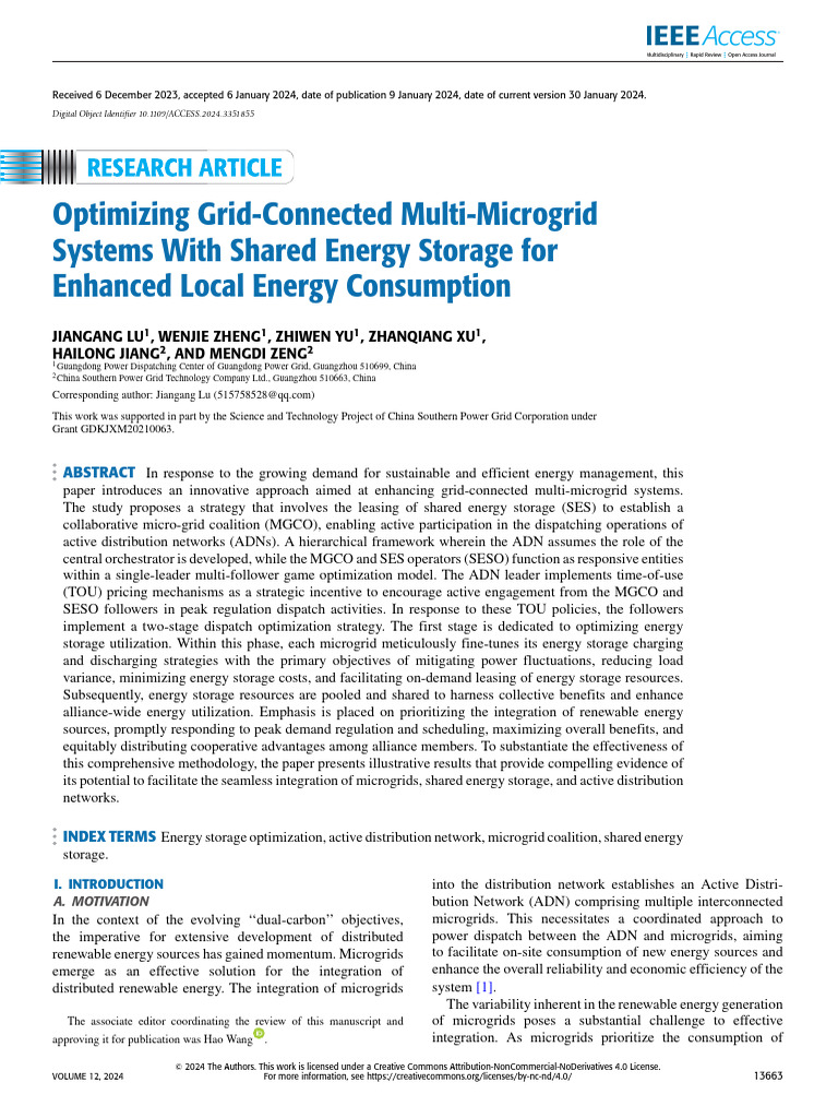 4-Optimizing Grid-Connected Multi-Microgrid Systems With Shared Energy Storage For Enhanced ...